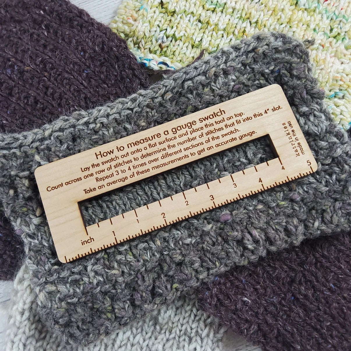 Katrinkles How to Measure Gauge Swatch Tool | Leading Men Fiber Arts