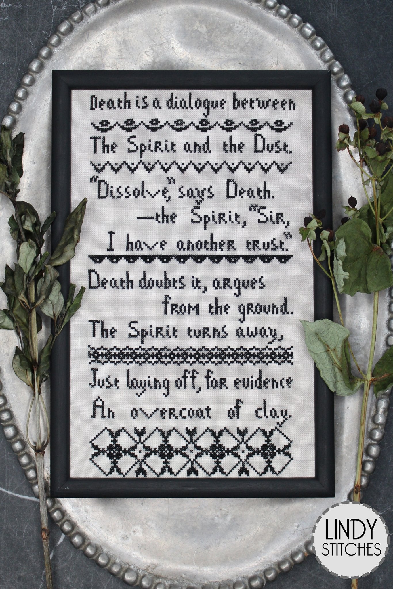 Death is a Dialogue Cross Stitch Pattern Black Band Sampler | Leading ...
