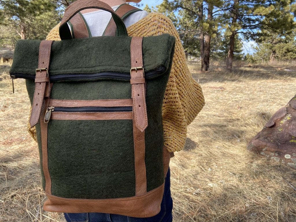 Fibres of Life Felt & Natural Leather Backpack | Leading Men Fiber Arts