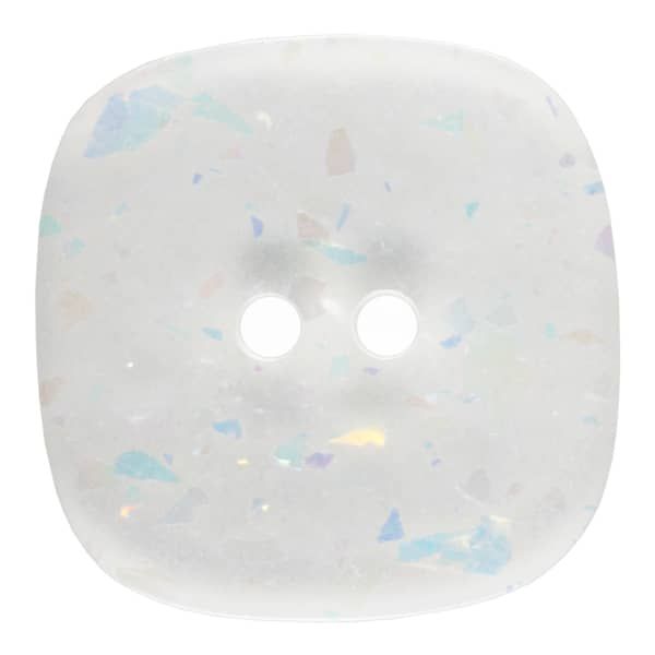 SQUARE TRANSPARENT POLYESTER BUTTON WITH GLITTER AND 2 HOLES - SIZE ...